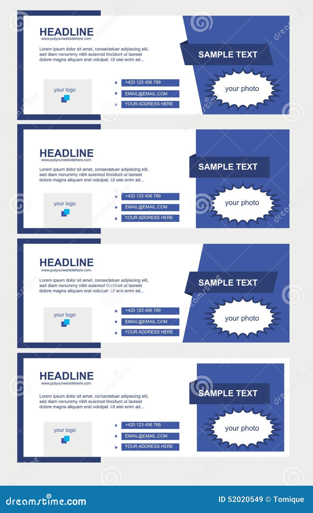 Set of Facebook Timeline Blue Covers Stock Illustration - Illustration ...