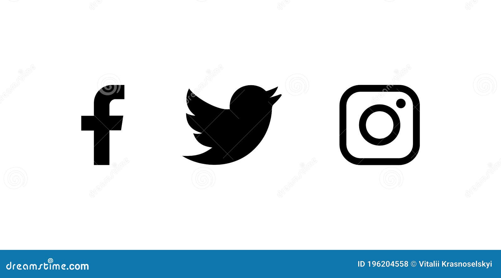 Set of Facebook Twitter and Instagram Icons. Social Media Icons Black ... Set of Facebook Twitter and Instagram Icons. Social Media Icons Black ...