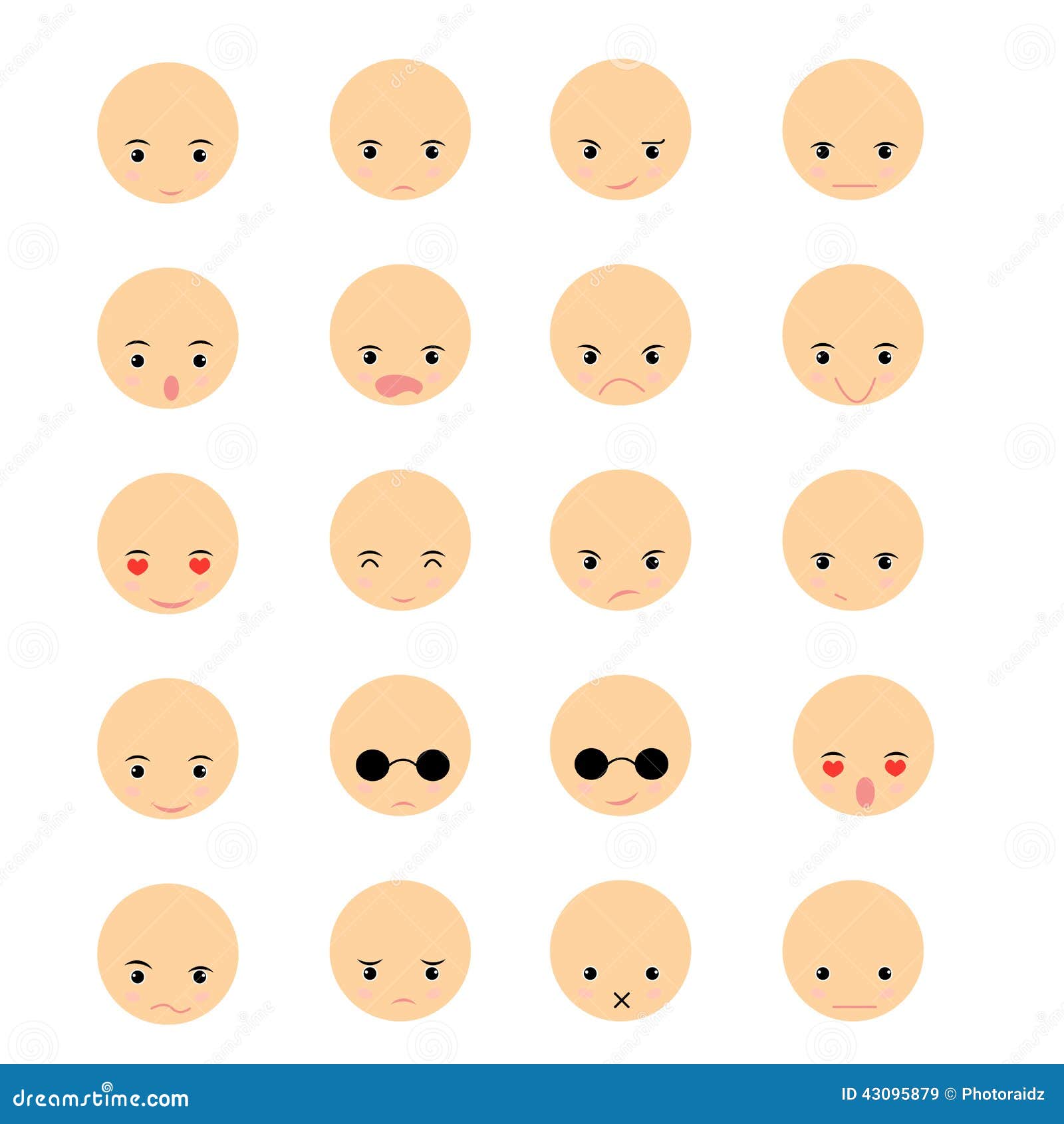 Set of Faces with Various Emotion Stock Illustration - Illustration of ...