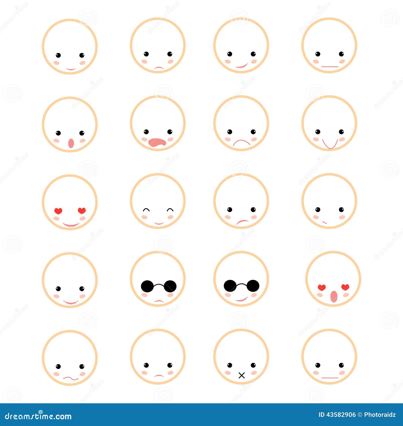 Set of faces with various stock illustration. Illustration of isolated ...