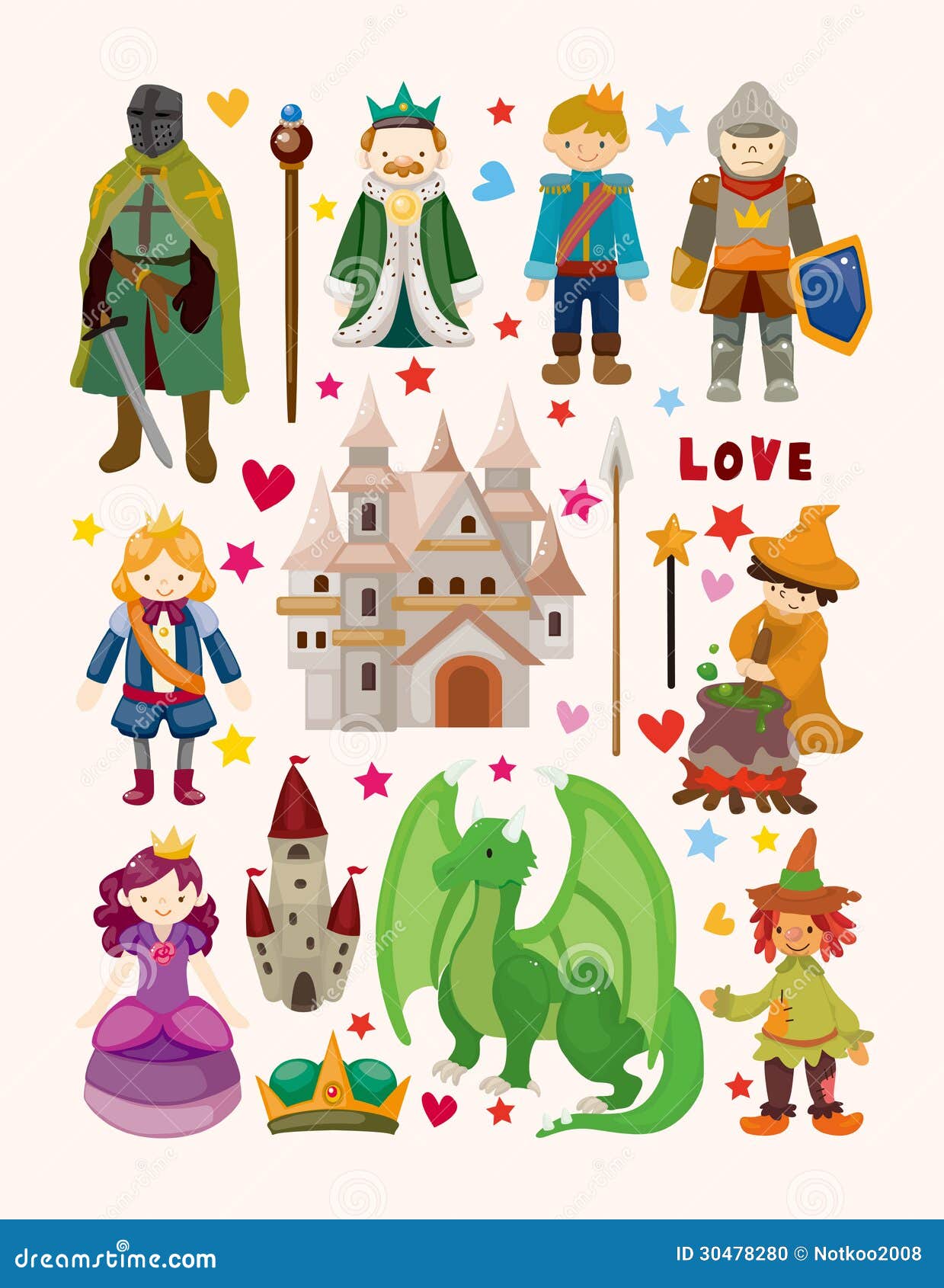 Set of Fairy Tale Element Icons Stock Vector - Illustration of fantasy ...