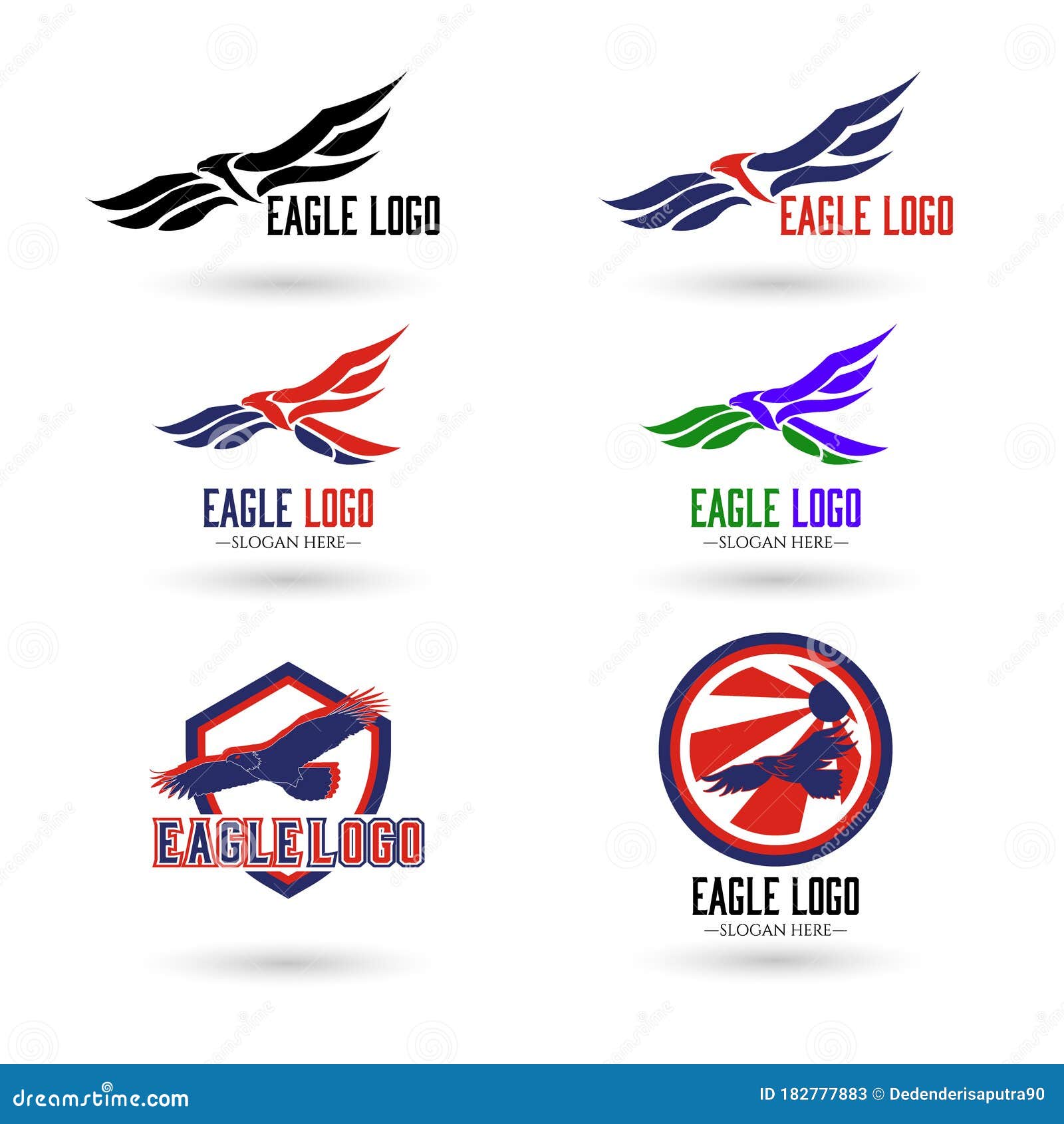 Set of Falcon Eagle Logo Vector Illustration Stock Vector ...