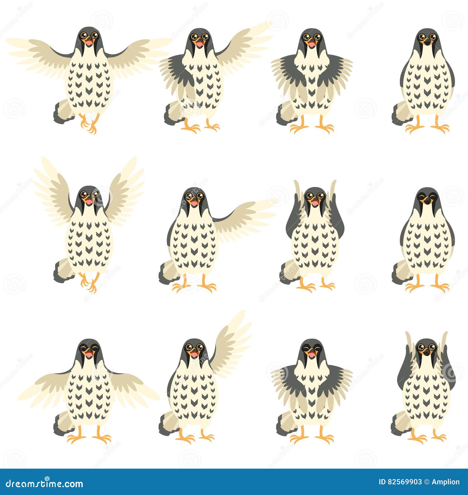 Set of Falcon Flat icons stock vector. Illustration of hunting - 82569903