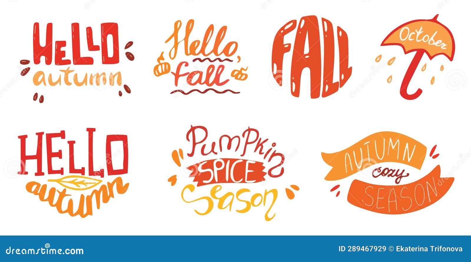Set of Fall Lettering Isolated on White Background Stock Illustration ...
