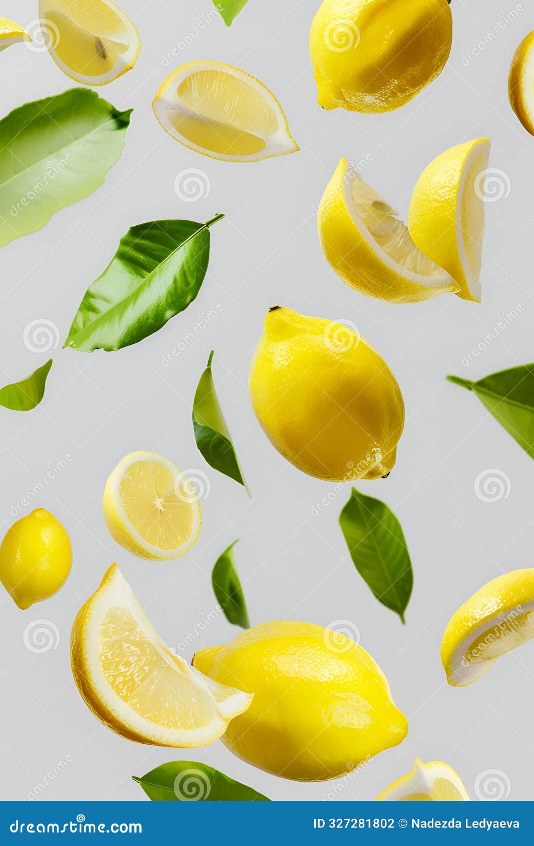 Set of Falling Delicious Lemons on White Background Stock Illustration ...