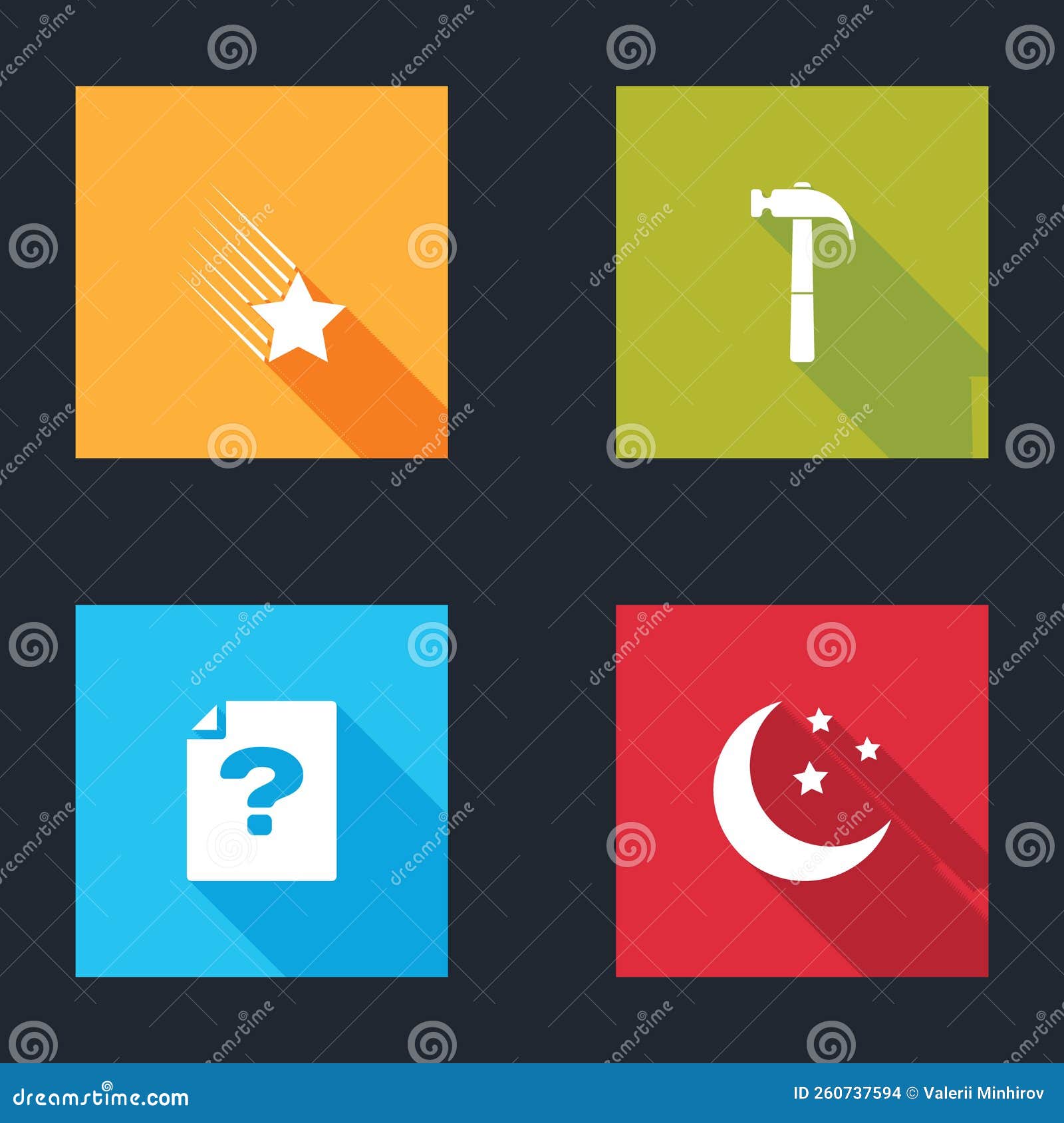 Set Falling Star, Hammer, Unknown Document and Moon and Stars Icon ... Set Falling Star, Hammer, Unknown Document and Moon and Stars Icon ...