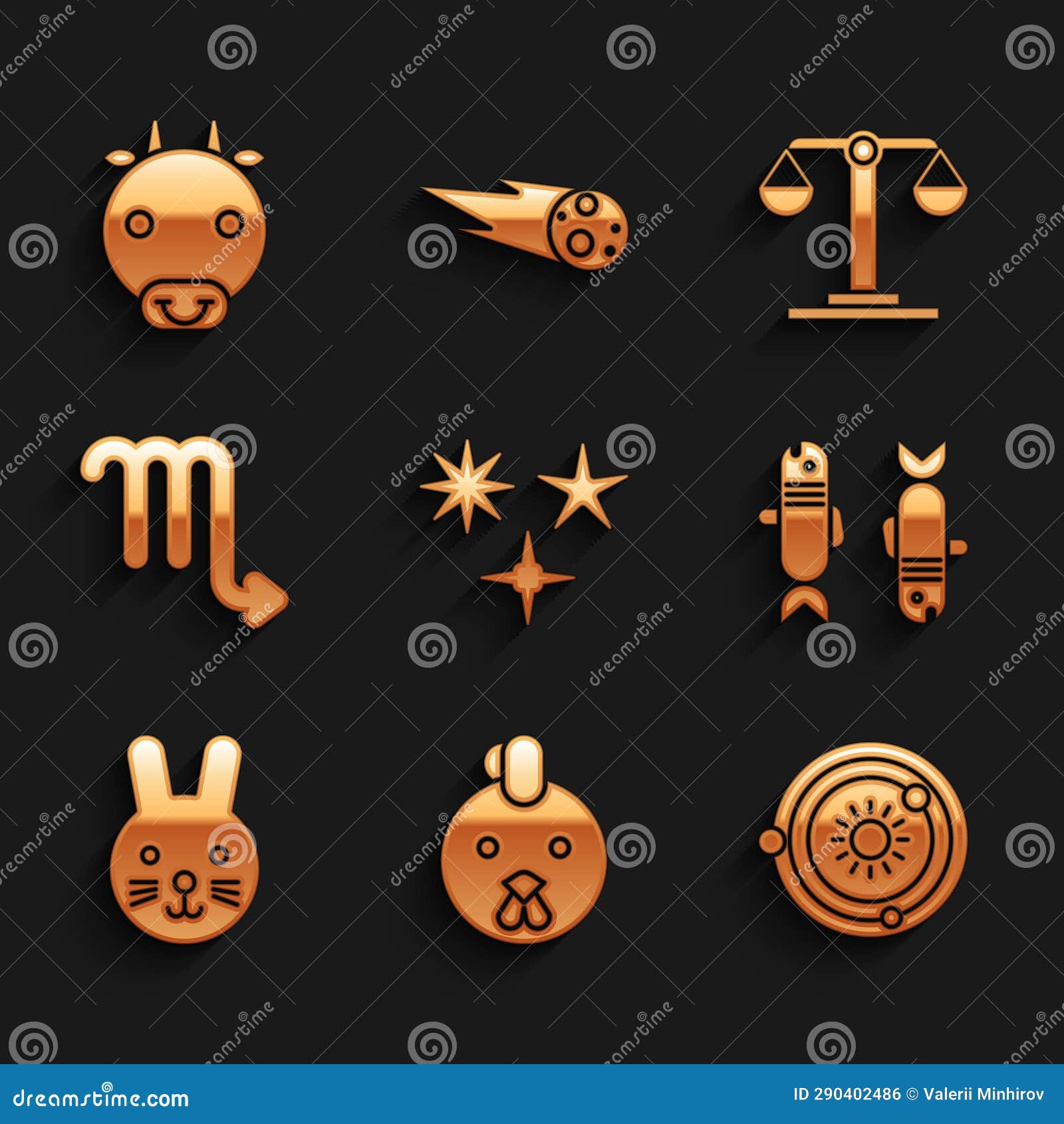 Set Falling Star, Rooster Zodiac, Solar System, Pisces, Rabbit, Scorpio ...