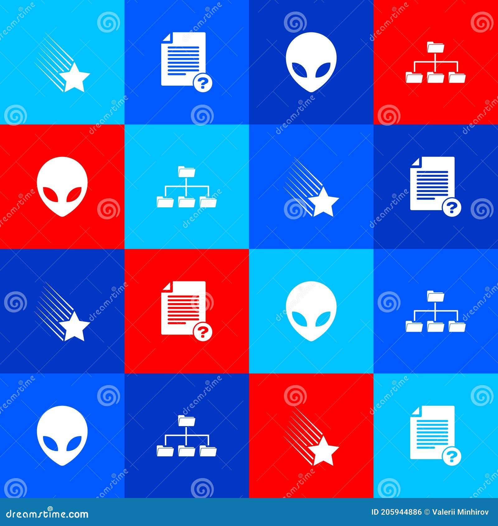 Set Falling Star, Unknown Document, Alien and Folder Tree Icon. Vector ... Set Falling Star, Unknown Document, Alien and Folder Tree Icon. Vector ...