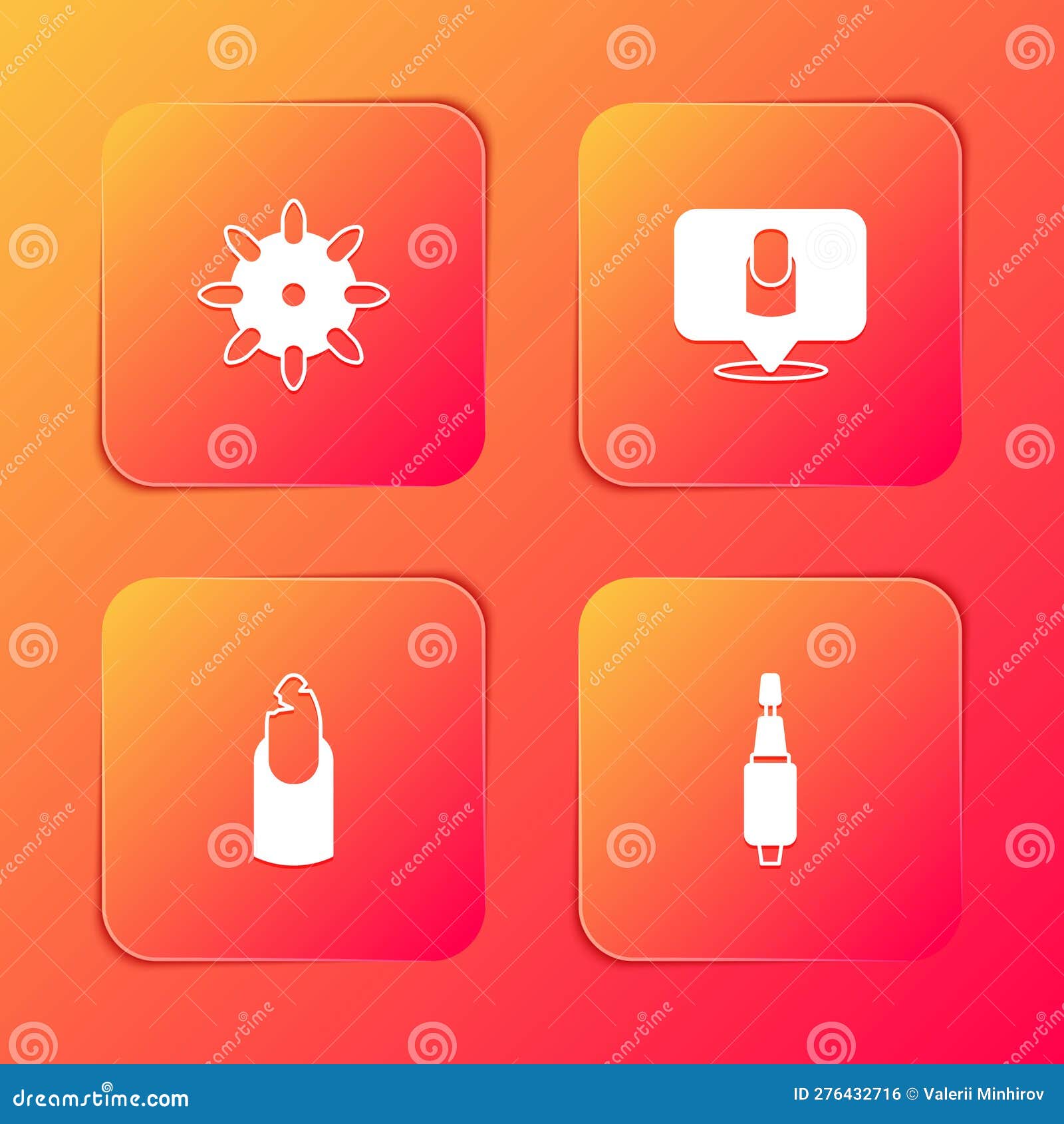 Set False Nails, Manicure, Broken and Milling Cutter for Manicure Icon ...