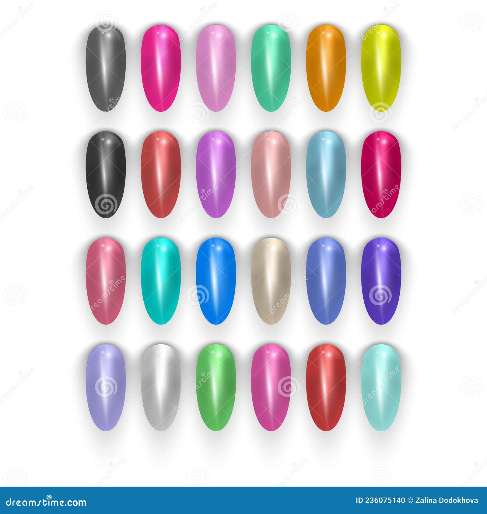 Set of False Nails for Manicure and Tips. Varnish Color Palette for ...