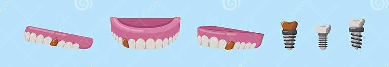 Set of False Teeth Cartoon Icon Design Template with Various Models ...