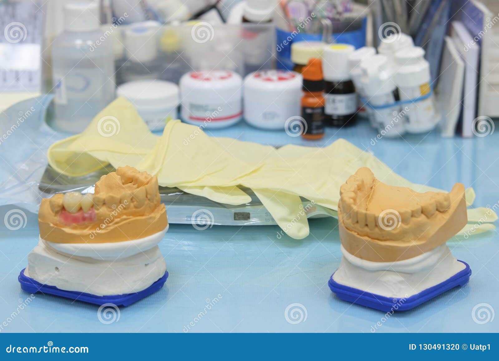 Set of the false teeth stock photo. Image of closeup - 130491320