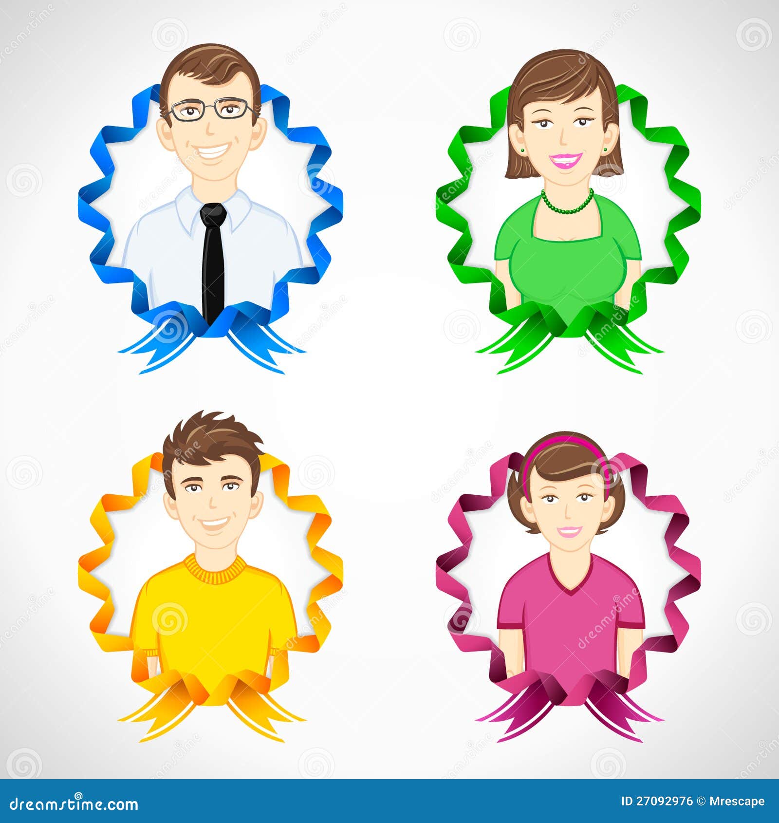 Set of Family with Colorful Ribbon Stock Vector - Illustration of ...