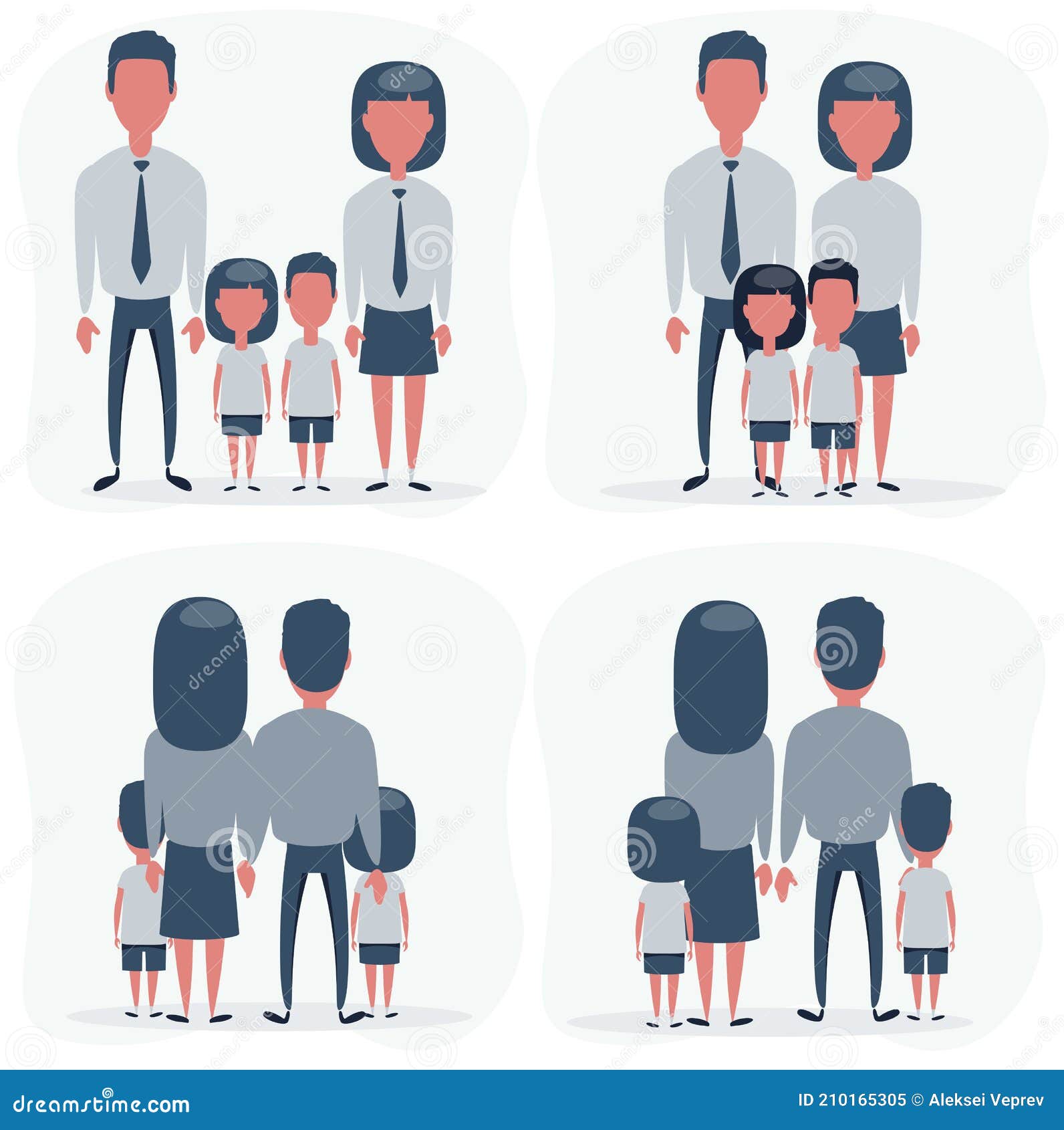 Set Family - Front View and Back View. Set Stock Vector - Illustration ...