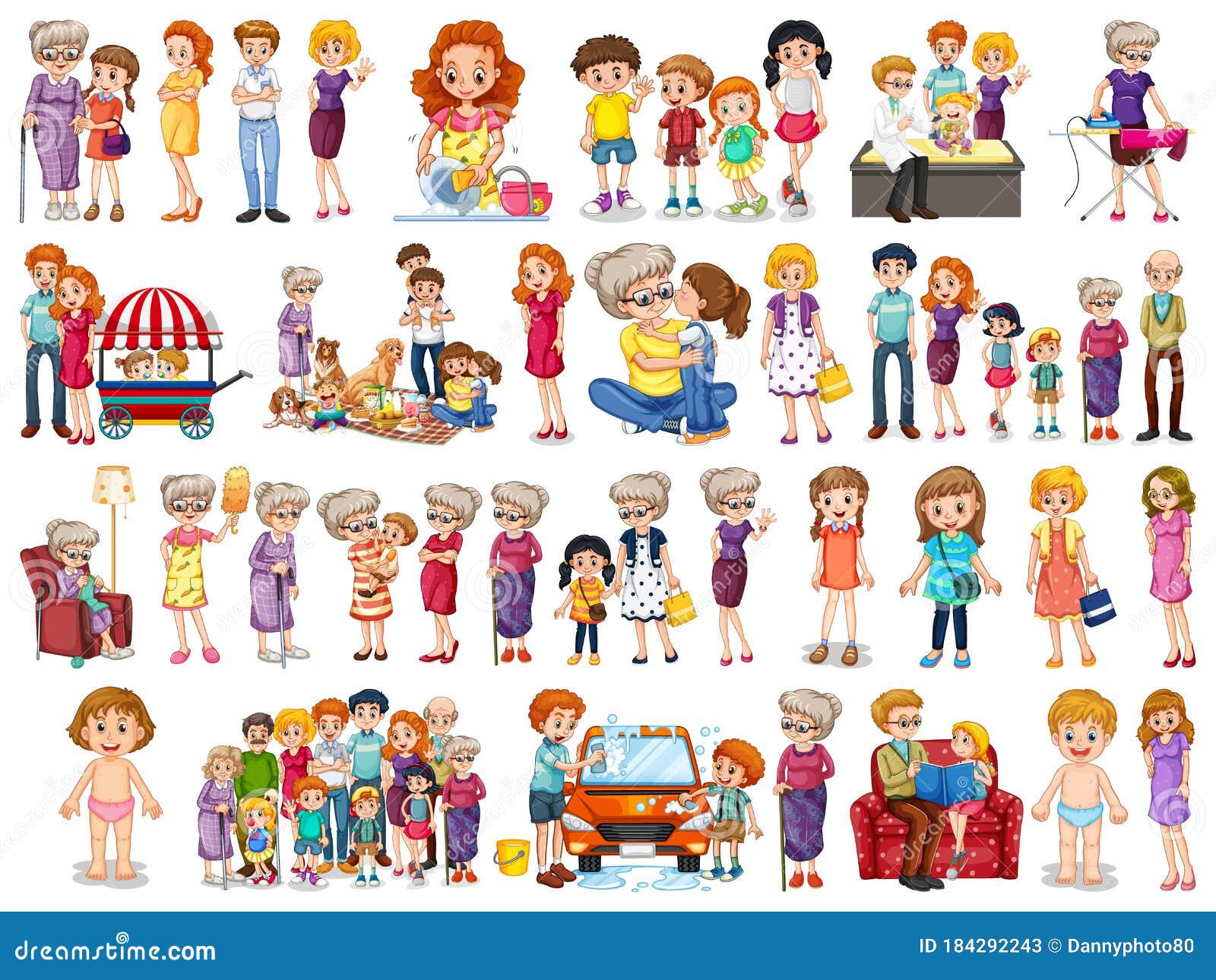 Set of Family Member Character Stock Vector - Illustration of drawing ...