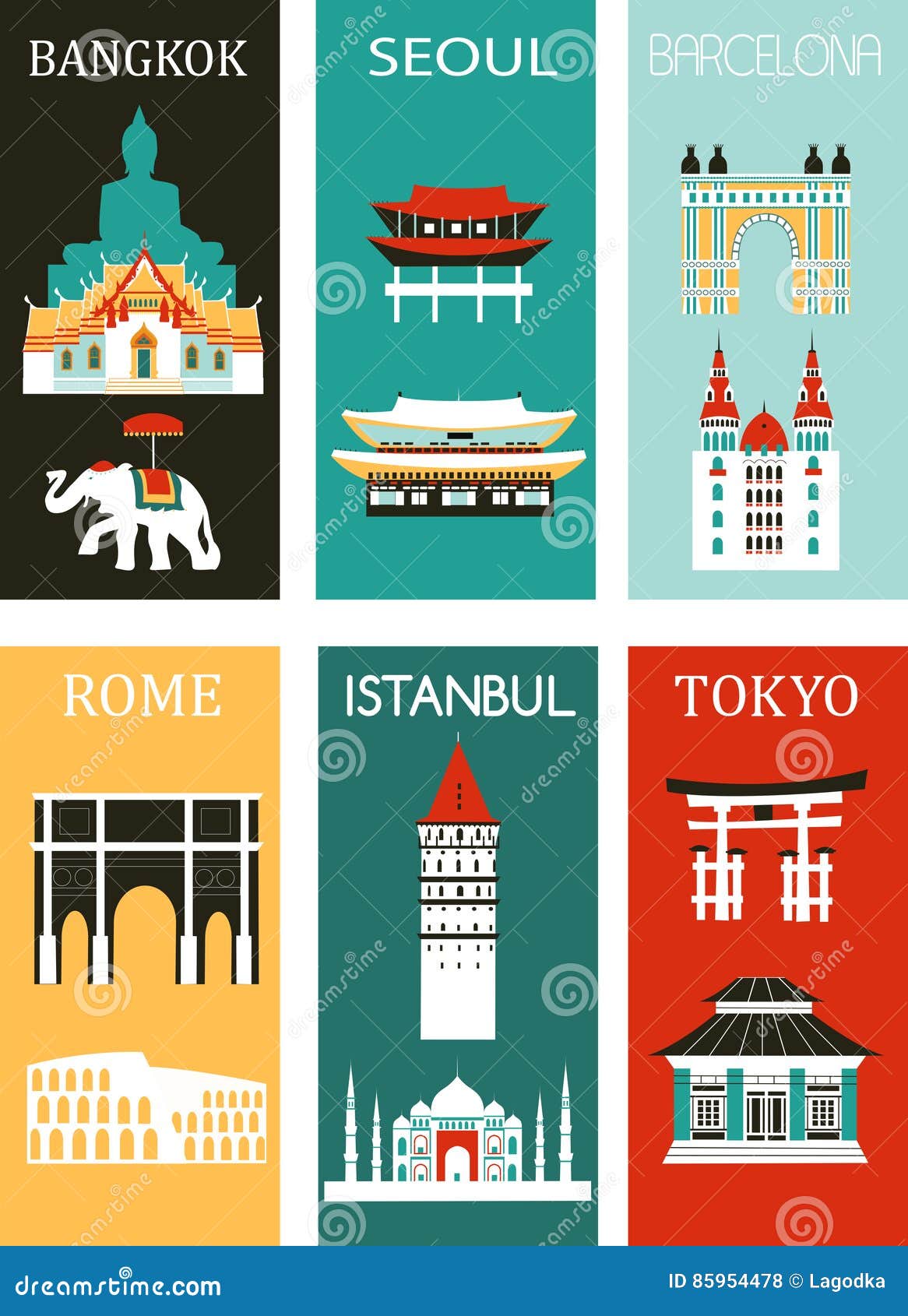 Famous Cities Cartoon Vector | CartoonDealer.com #100040779