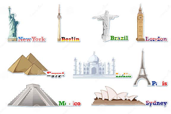 Set of Famous Monument Around the World Editorial Stock Image ...