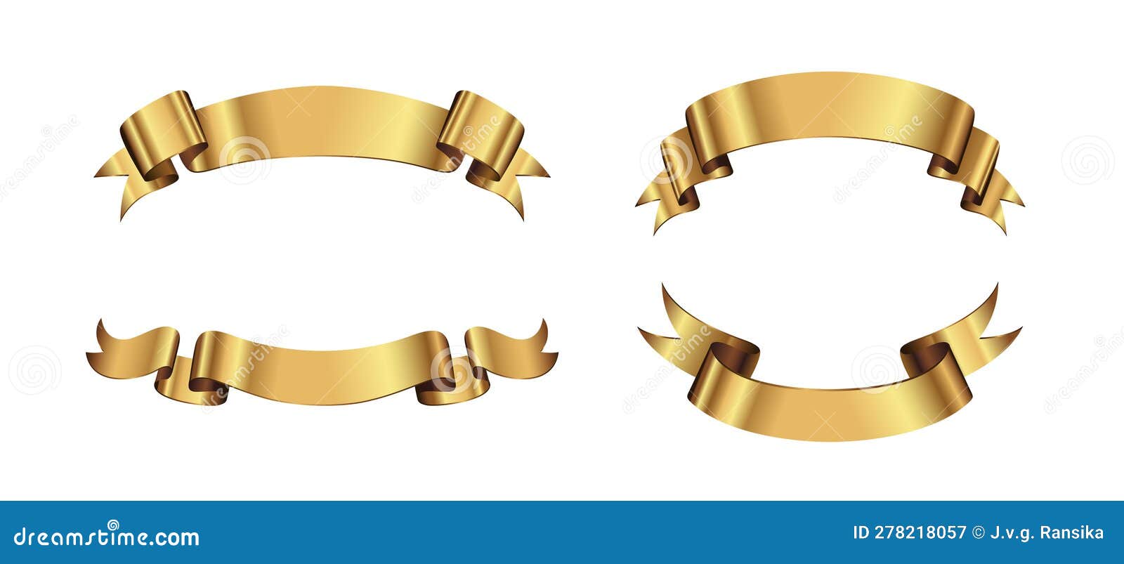 A Set of 4 Fancy Decorative Golden Vector Ribbons Stock Vector ...