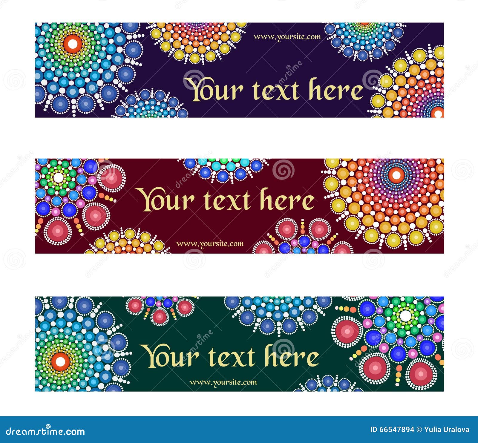 A Set Fancy Designs with Circular Multicolored Dotted Ornament Graphic ...