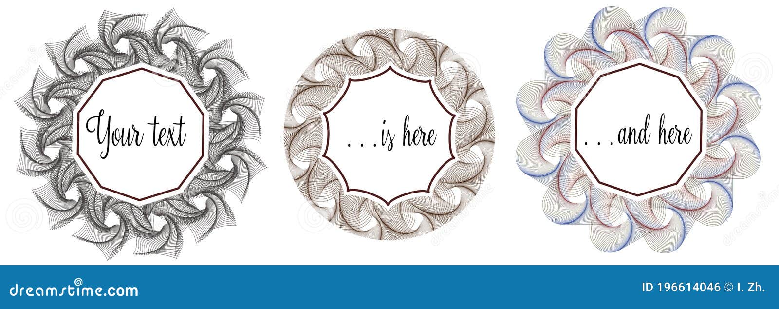 Set of fancy round frames stock vector. Illustration of concept - 196614046