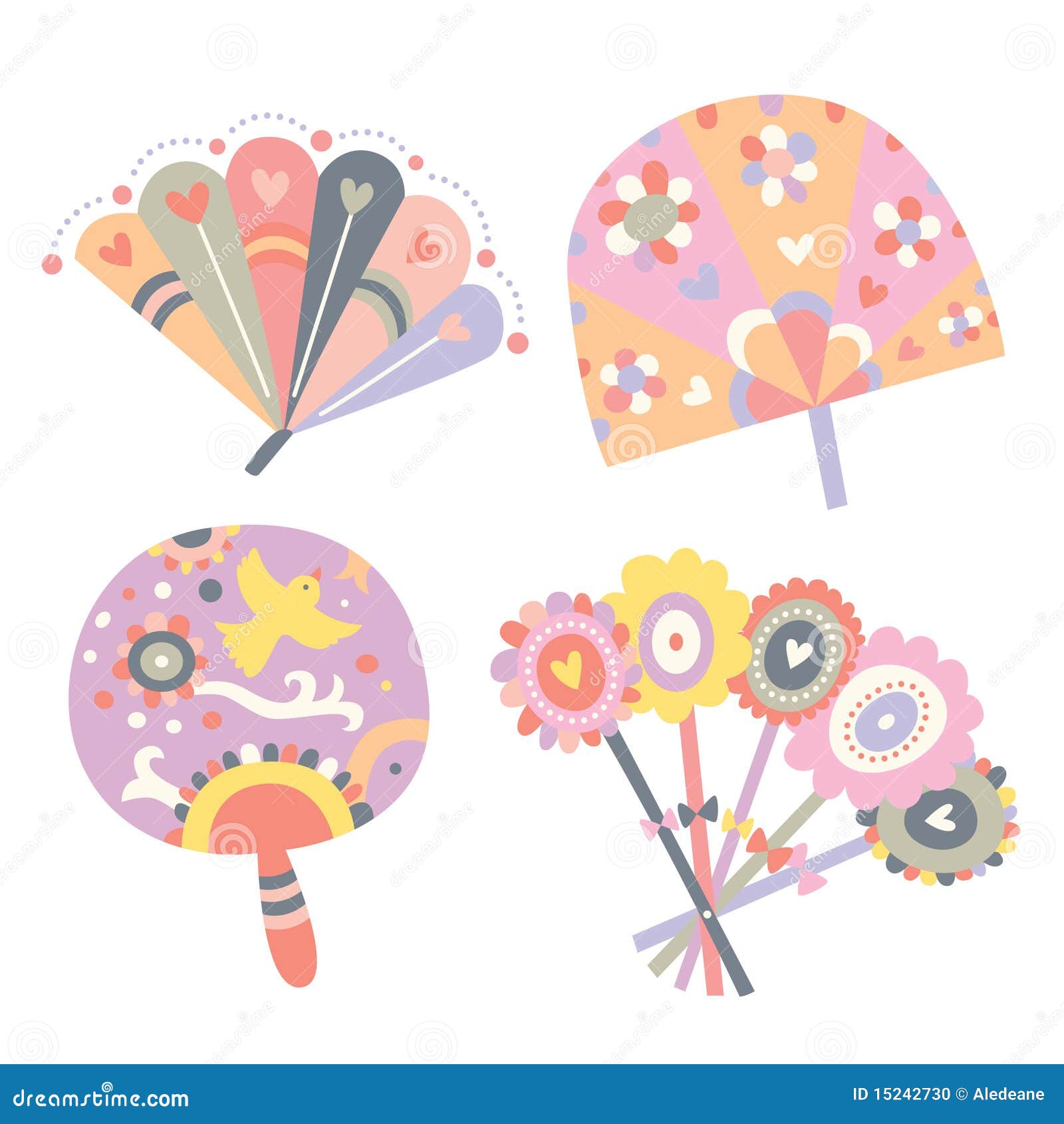 Set of Fans stock vector. Illustration of decorative - 15242730