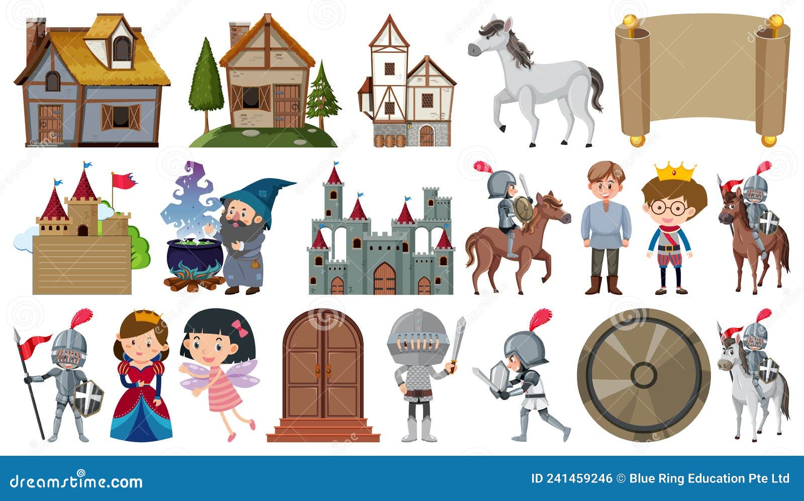 Set of Fantasy Cartoon Characters Stock Vector - Illustration of ...