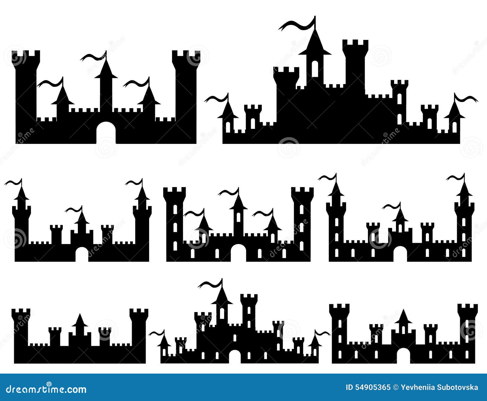 Castles Silhouettes Set Cartoon Vector | CartoonDealer.com #109838971