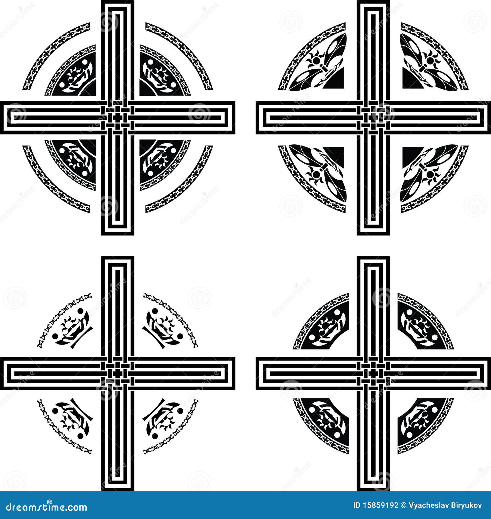 Set of fantasy crosses stock vector. Illustration of design - 15859192