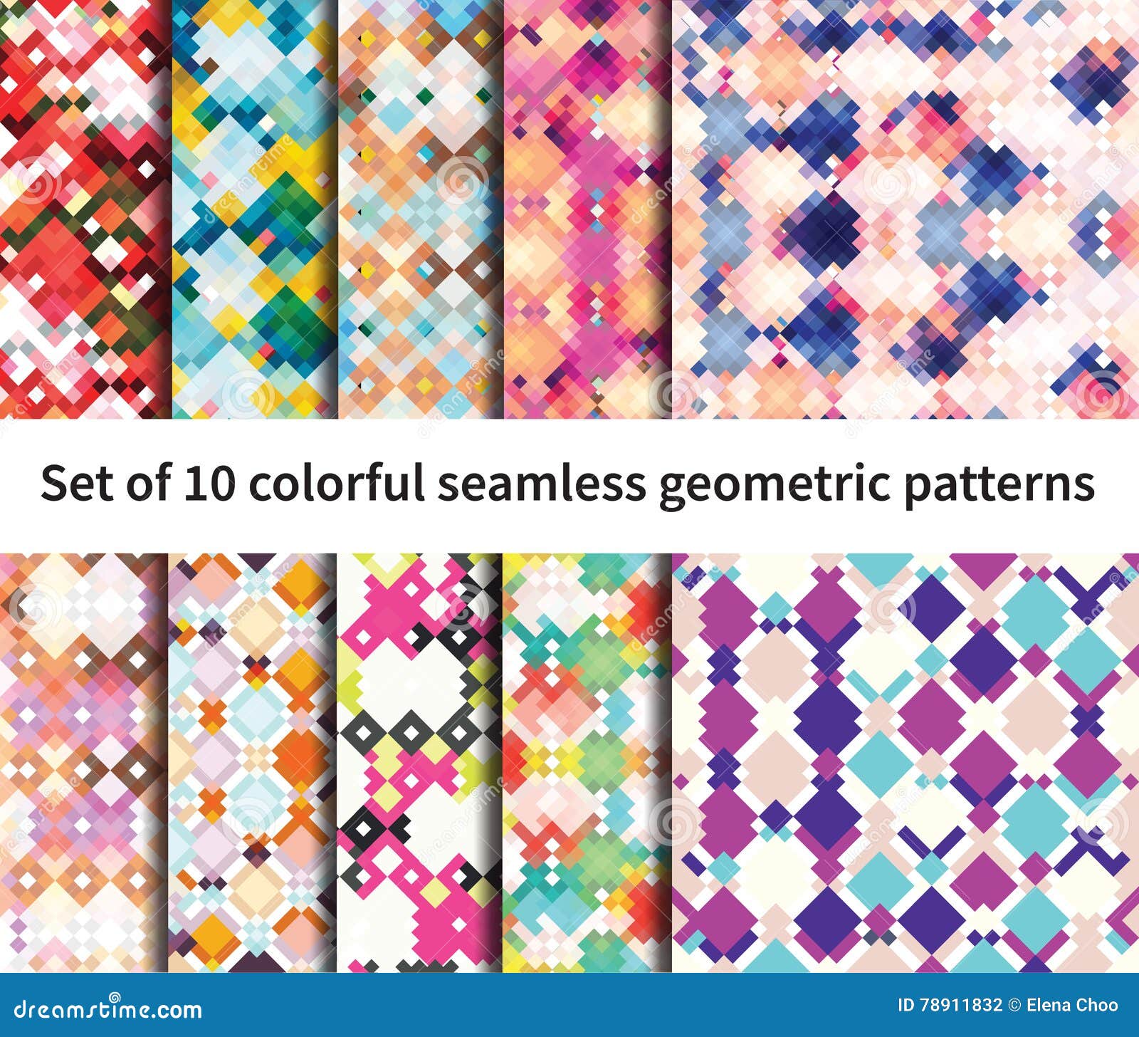 Set of 10 fantasy patterns stock vector. Illustration of pixelated ...