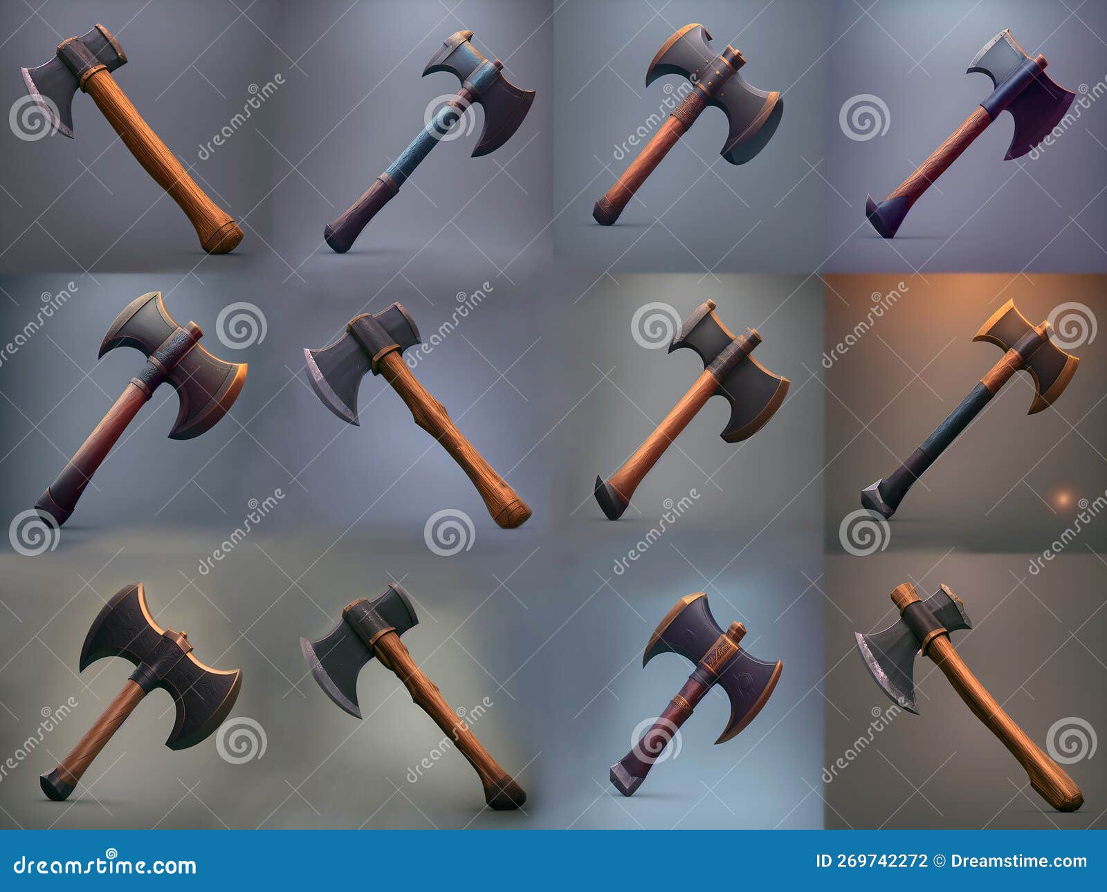 Set of Fantasy Rpg Battle Axes. Stock Illustration - Illustration of ...