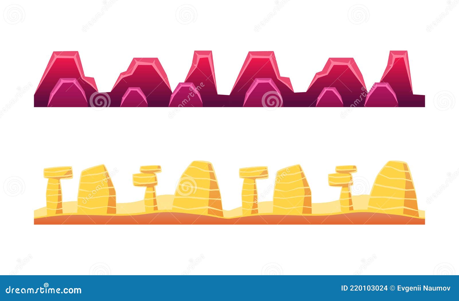 Set Of Fantasy Stone Platforms For Mobile Game Interface, Gaming ...