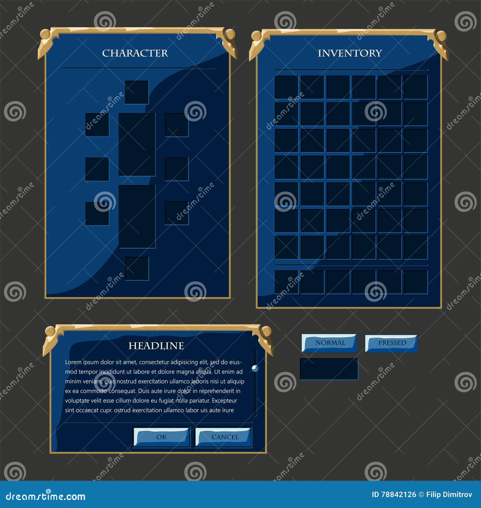 Set of Fantasy Vector Interface Elements Stock Vector - Illustration of ...