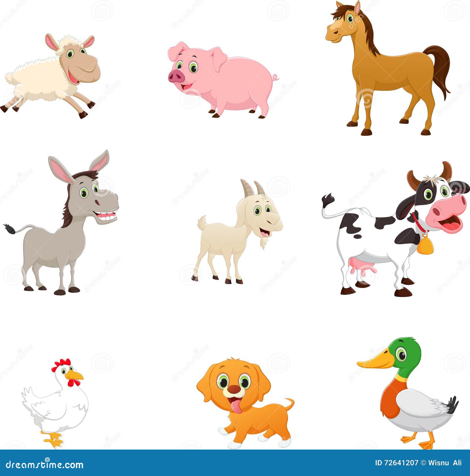 Set of farm animal cartoon stock vector. Illustration of animal - 72641207