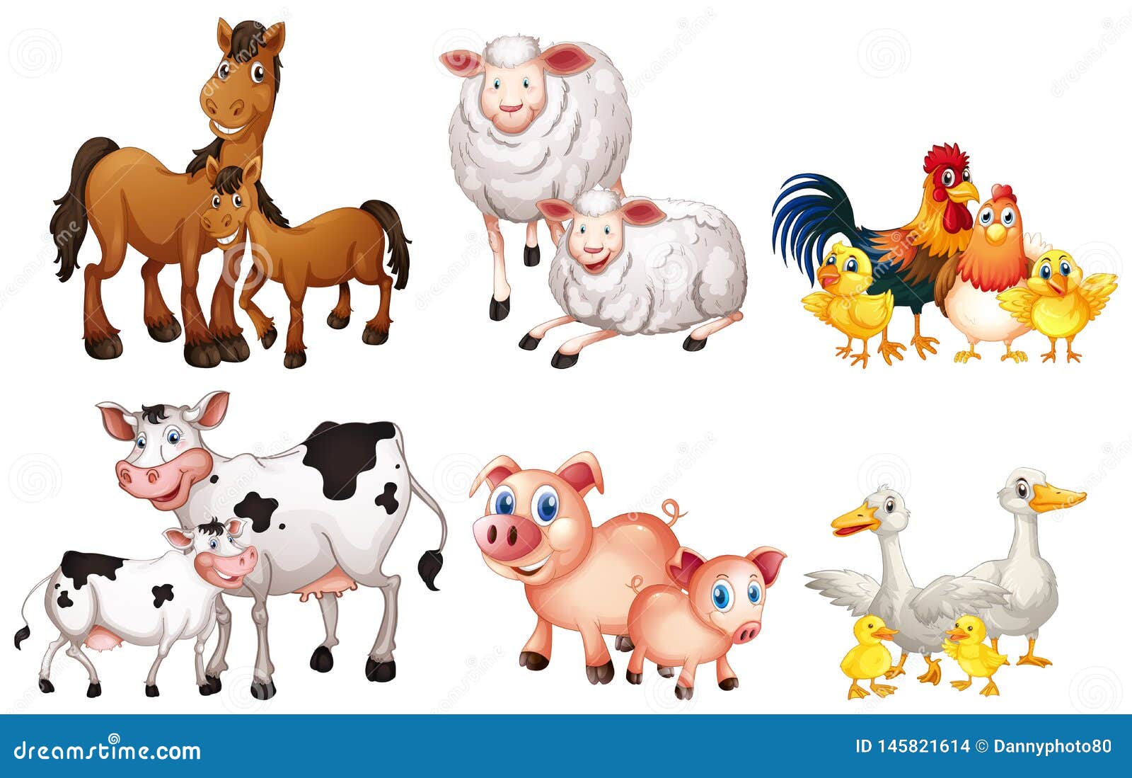 Set of farm animal stock vector. Illustration of chicken - 145821614