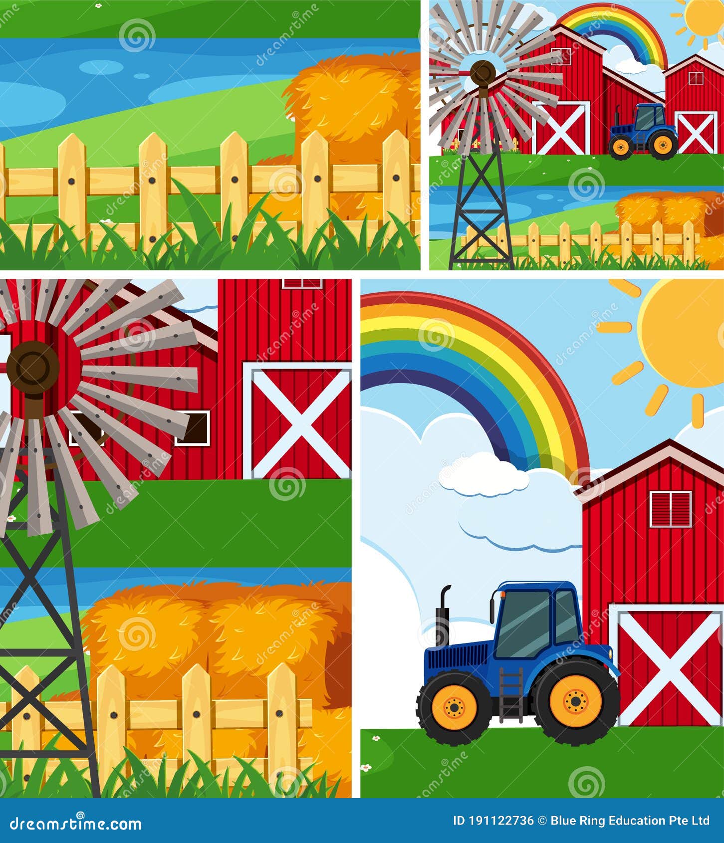 Set of farm background stock vector. Illustration of farming - 191122736