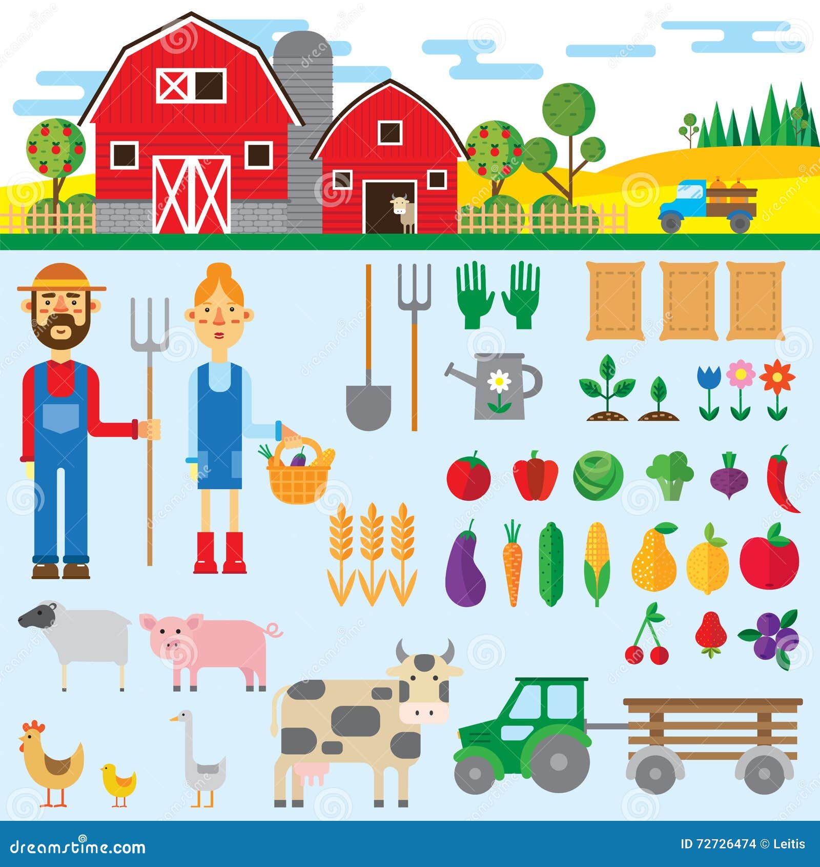 Set of farm element stock vector. Illustration of landscape - 72726474