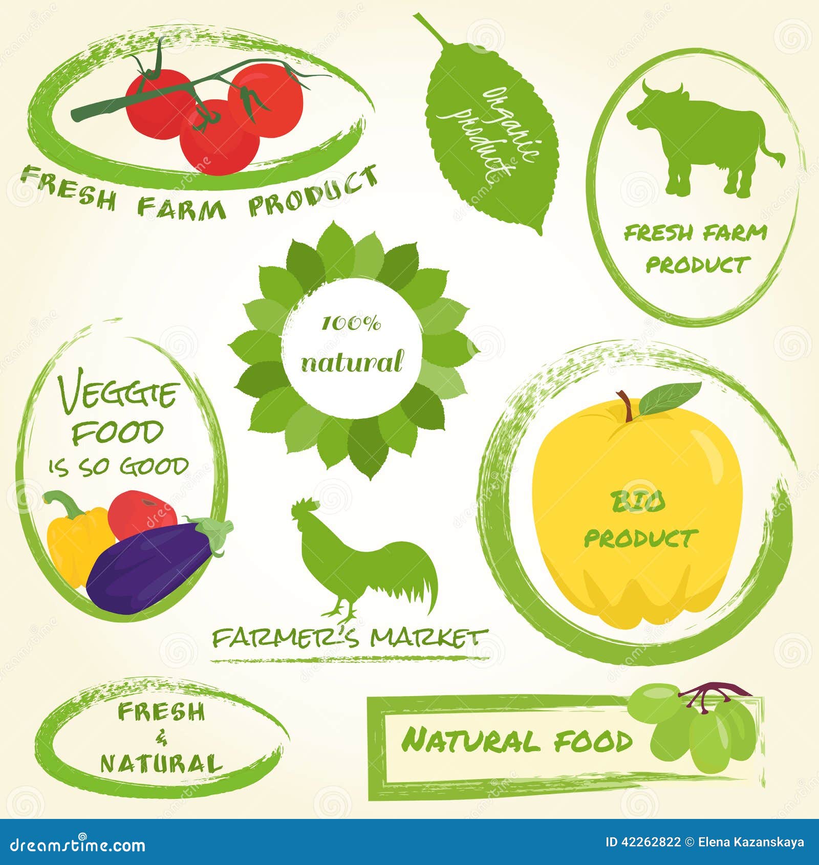 Set of farm labels stock illustration. Illustration of harvest - 42262822