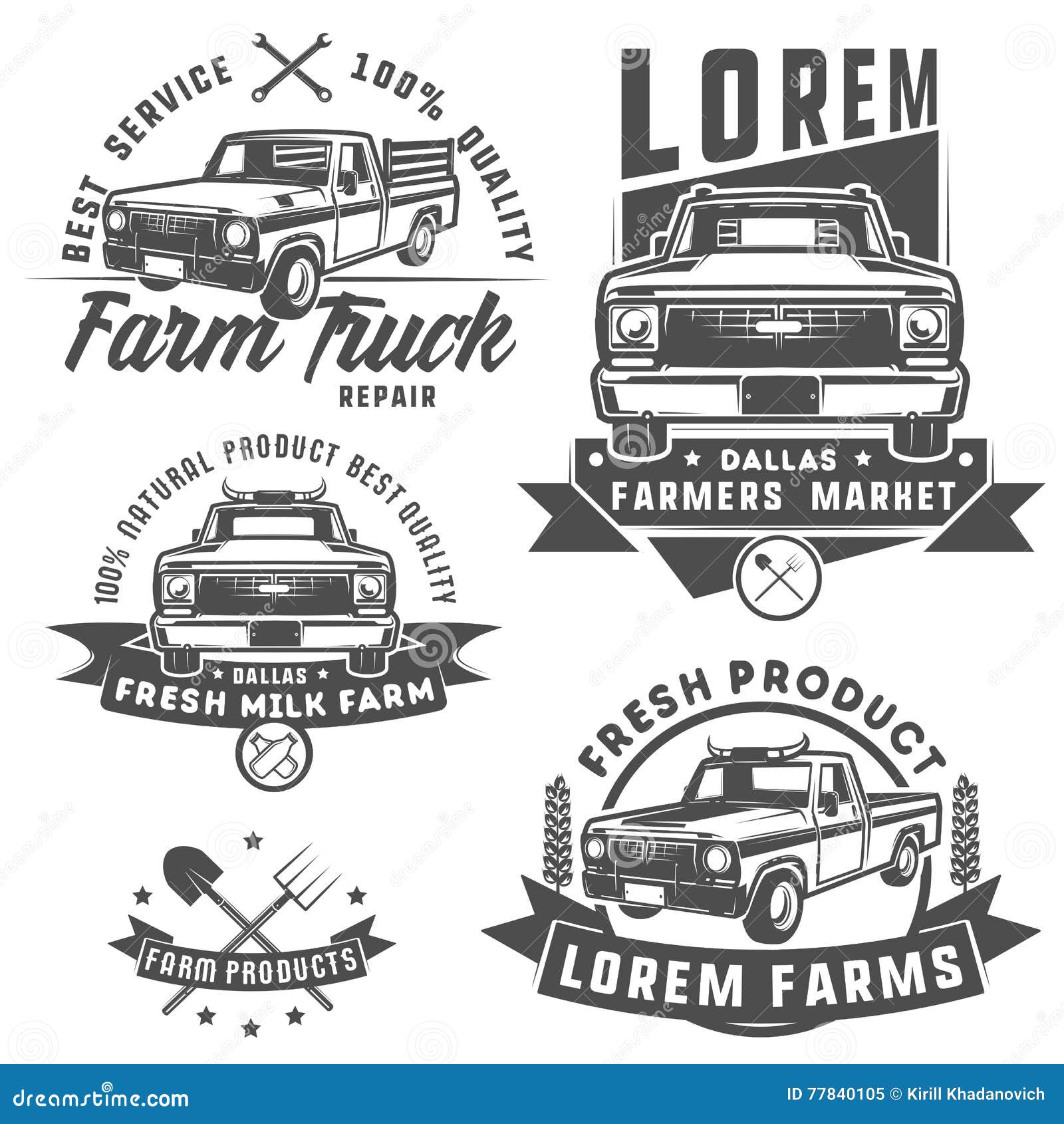 Set of Farm Truck for Logo,emblems and Design. Stock Vector ...