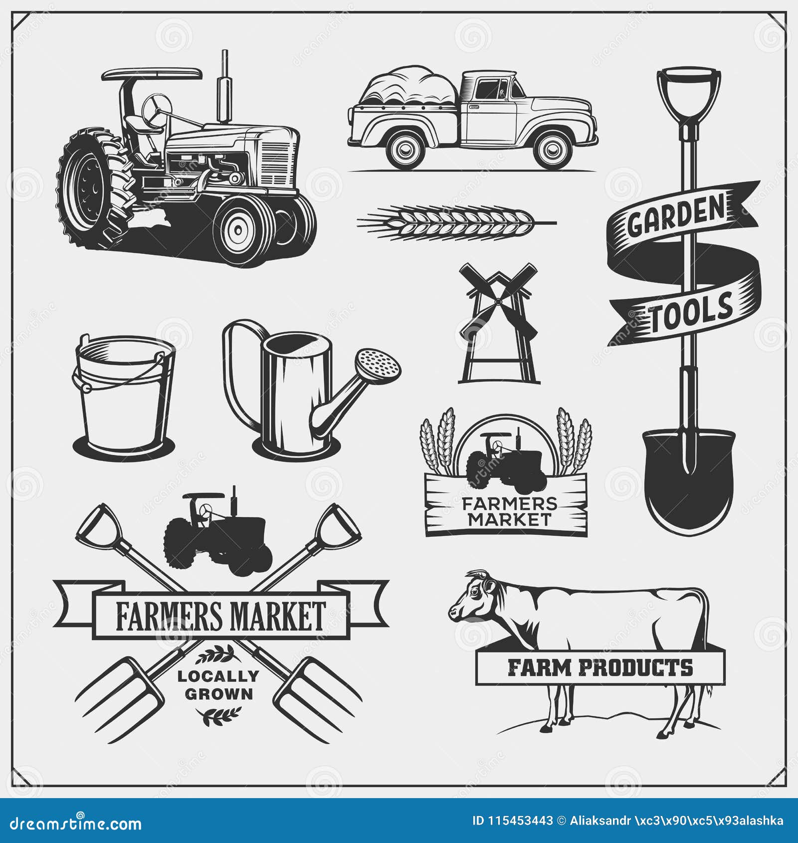 Set Farm Tools Flat-vector Illustration. Garden Instruments Icon ...