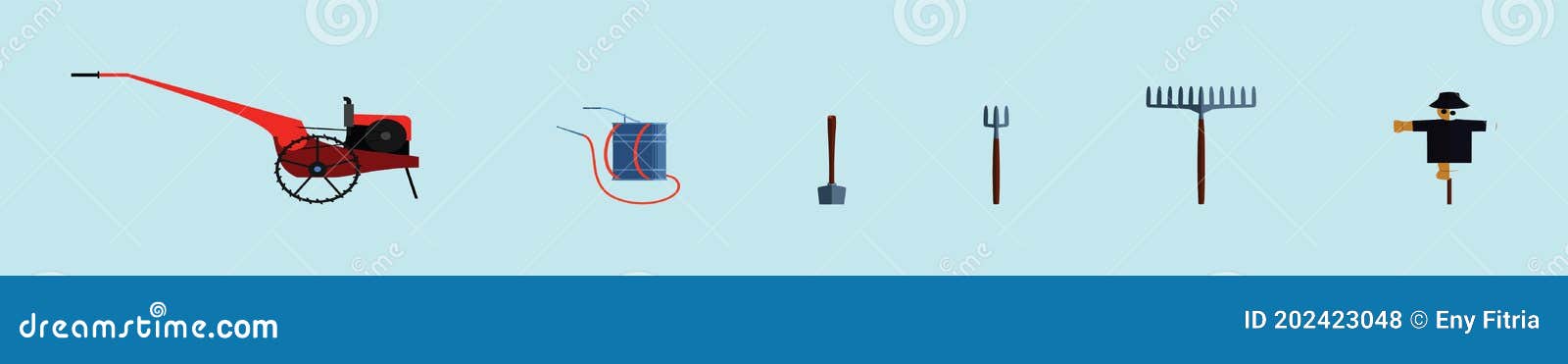 Set of Farmer Tools. Cartoon Icon Design Template with Various Models ...