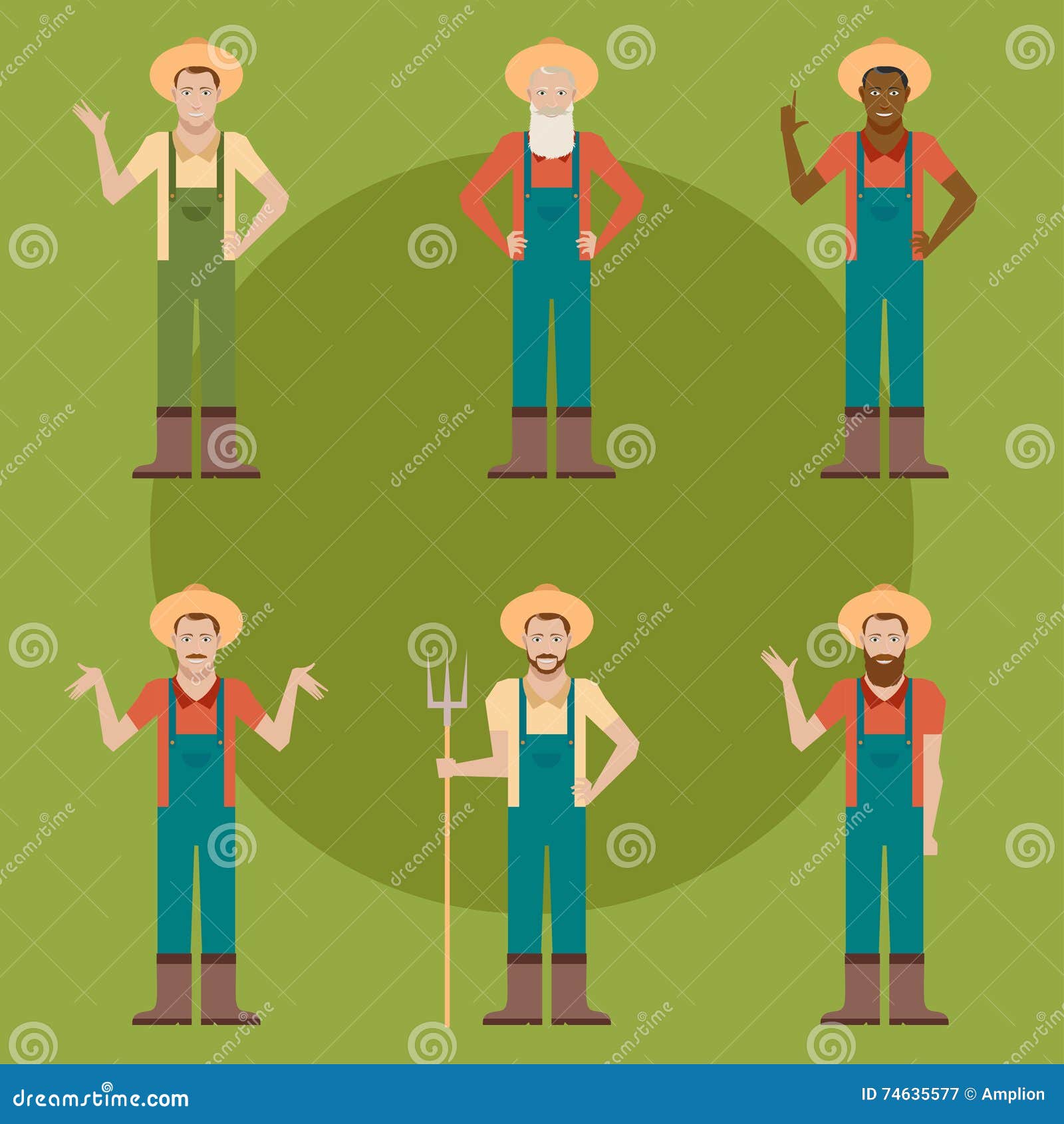 Set of Farmers stock vector. Illustration of farm, flat - 74635577