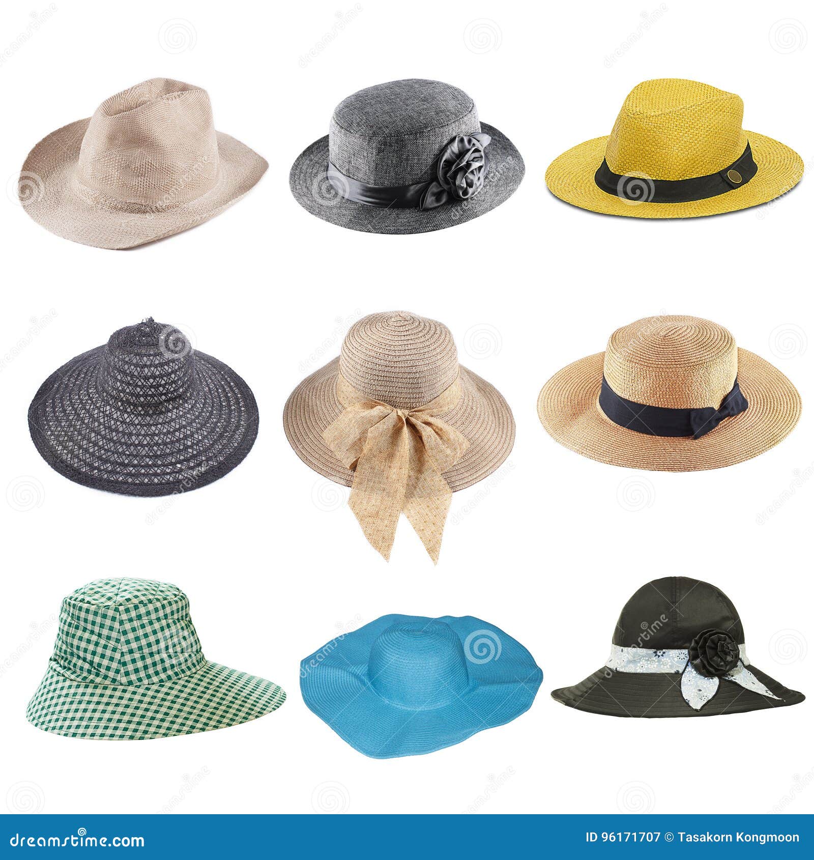 Set of Fashion Hats Isolated on White Stock Image - Image of black ...