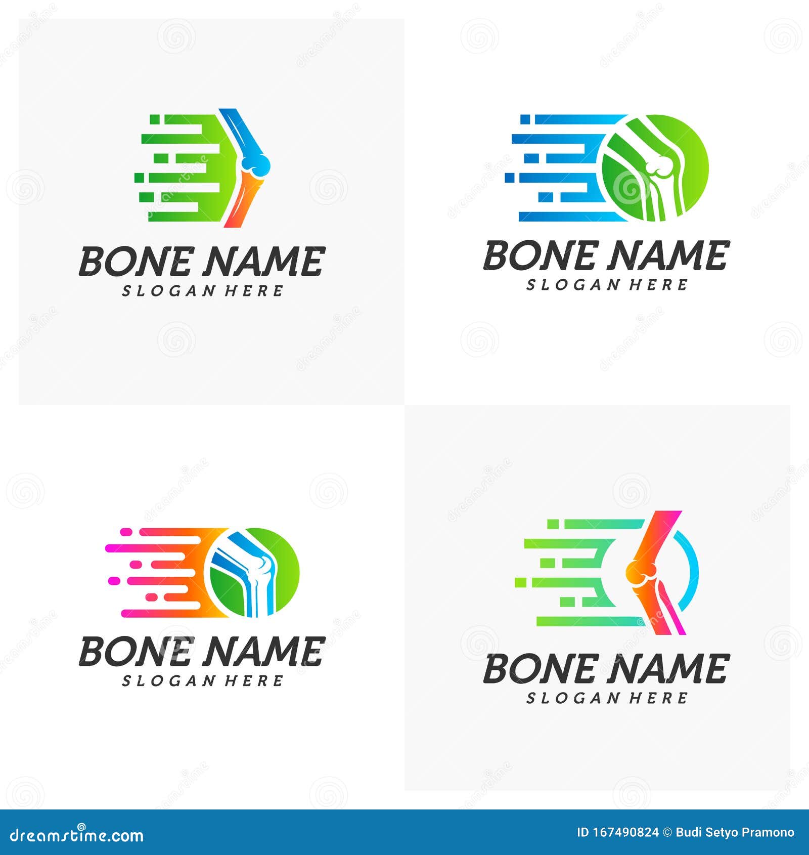 Set Of Fast Bone Logo Design Vector, Pixel Bone Concept Symbol, Knee ...