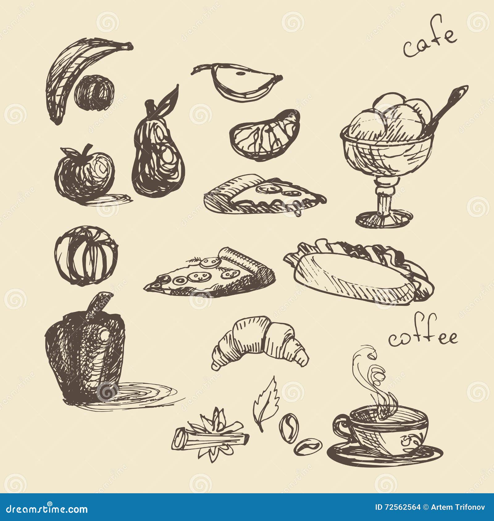 Set with Fast Food Illustration. Sketch Vector Illustration. Fast Food ... Set with Fast Food Illustration. Sketch Vector Illustration. Fast Food ...