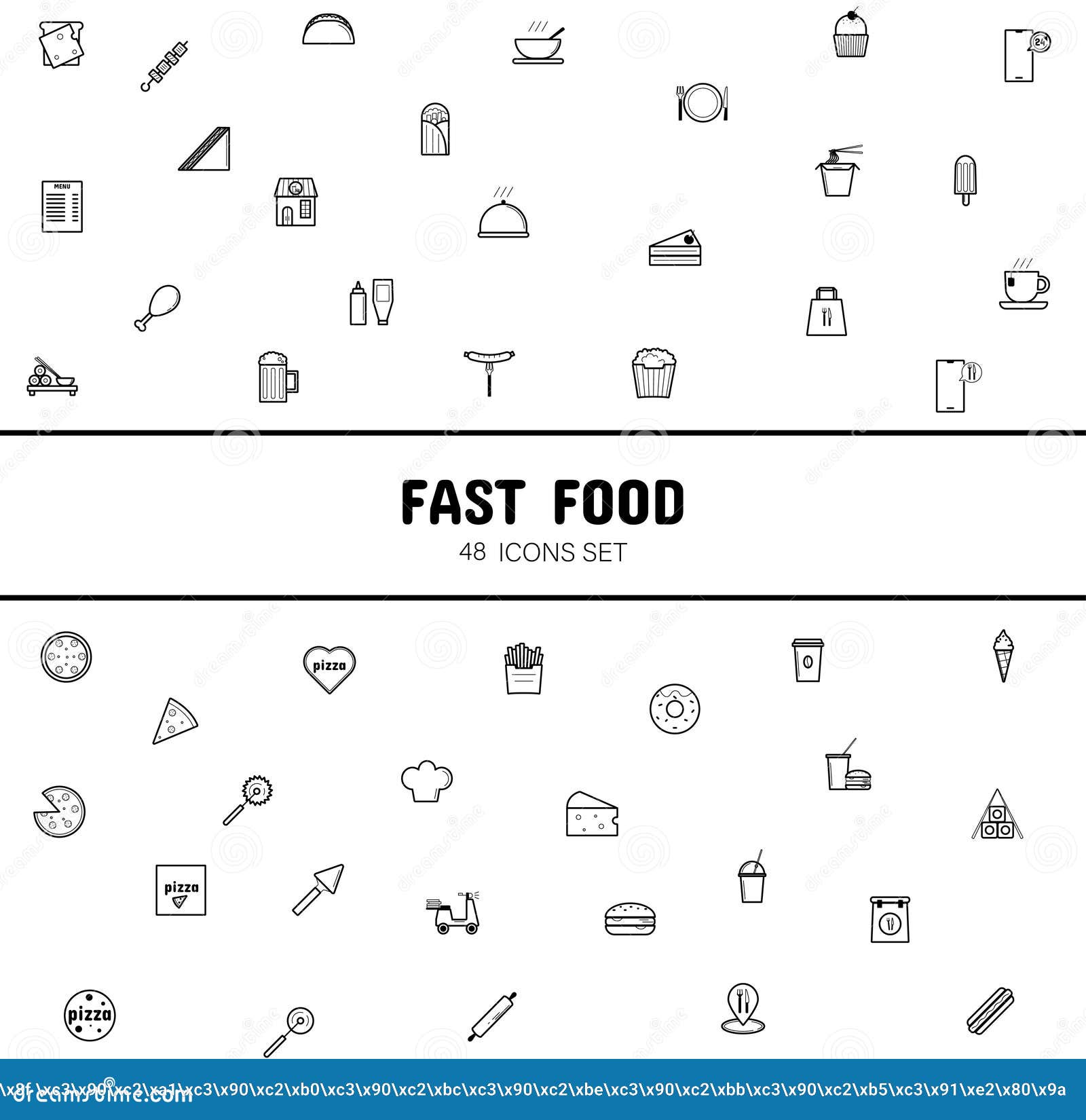 Set of 144 Fast Food Line Icons Stock Vector - Illustration of ... Set of 144 Fast Food Line Icons Stock Vector - Illustration of ...