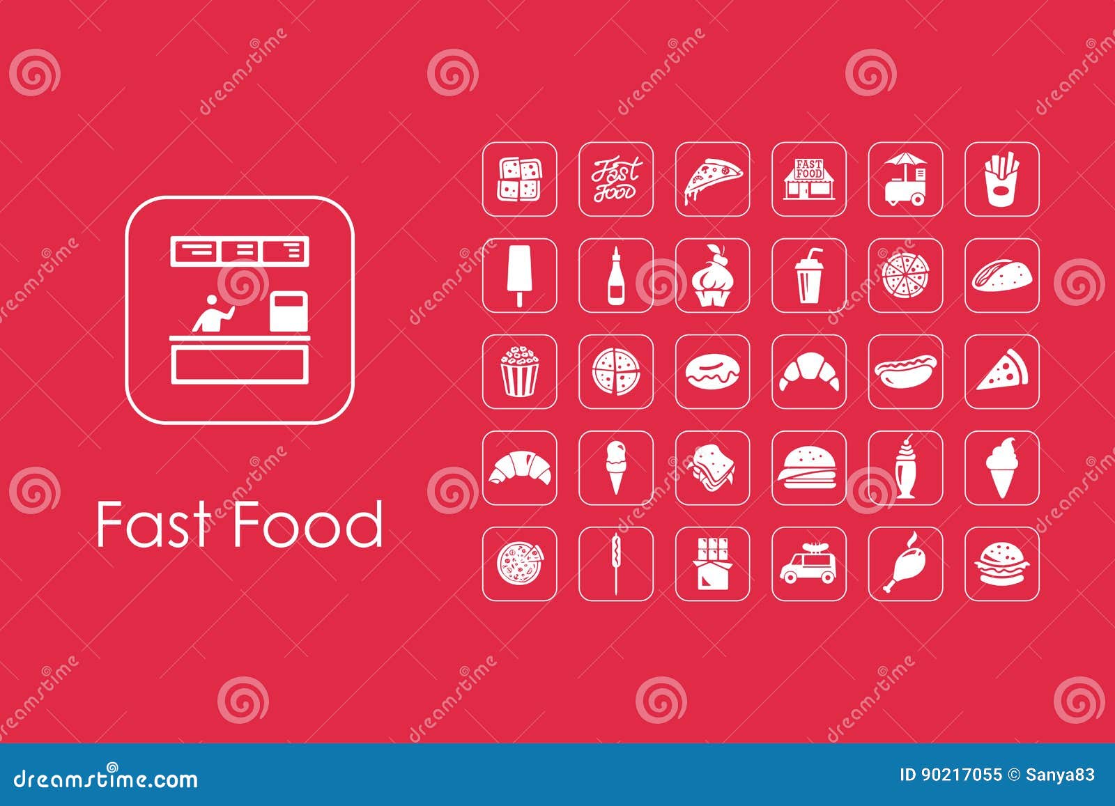 Set of Fast Food Simple Icons Stock Vector - Illustration of beverage ...
