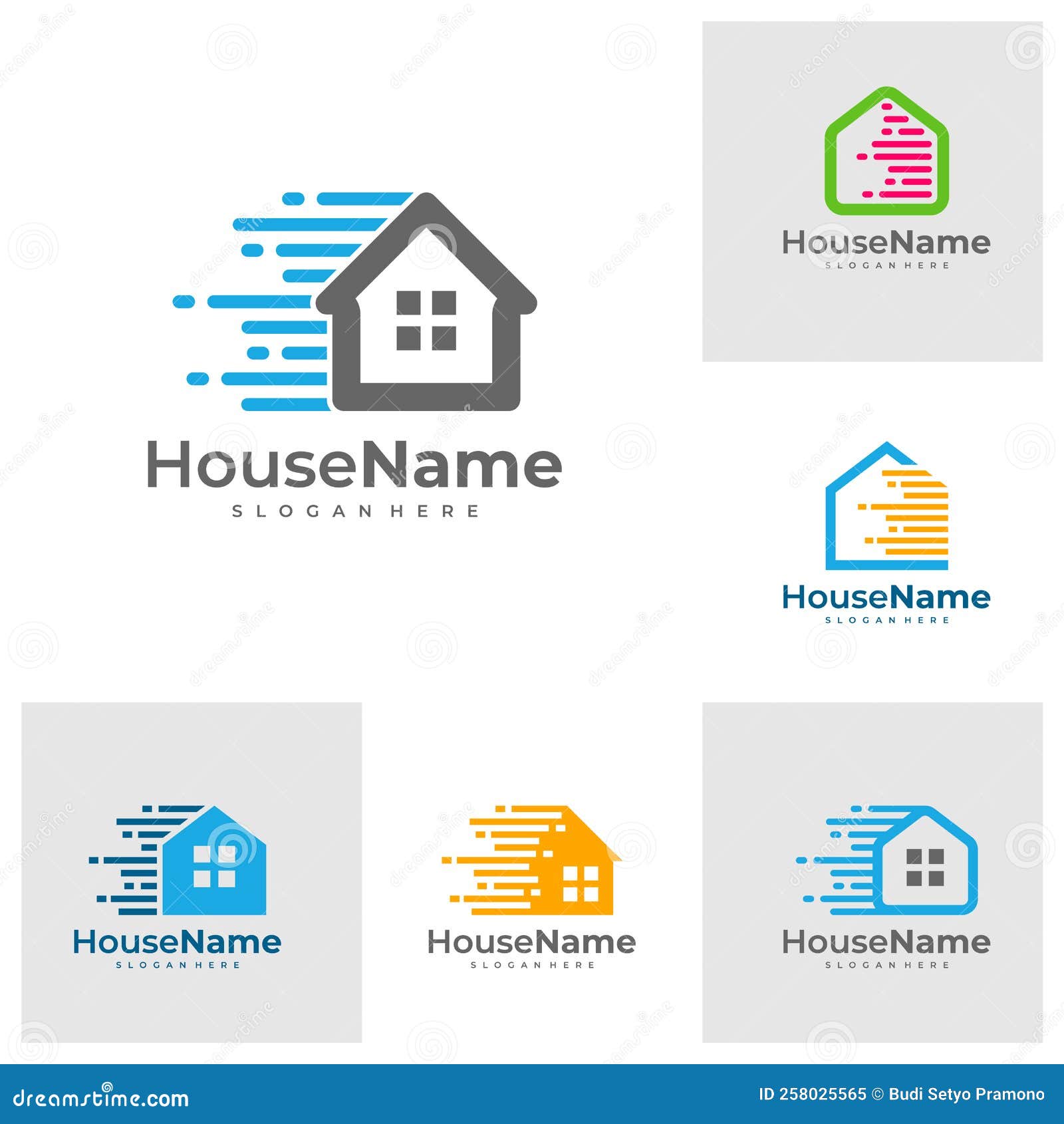Set of Fast House Logo Designs Concept Vector. Tech Home Logo Template ...