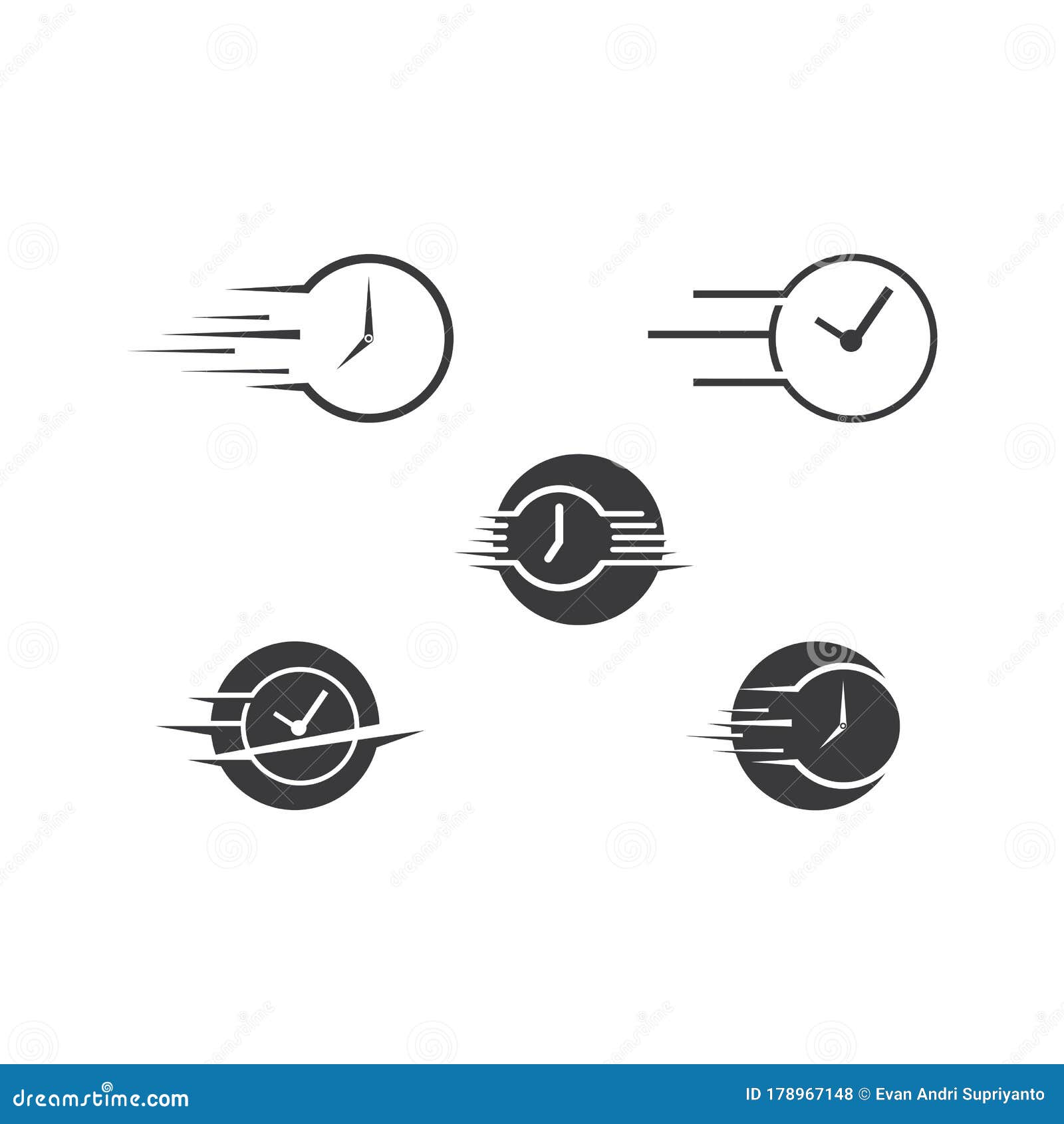 Set Fast Time Logo Template Vector Stock Vector - Illustration of start ...