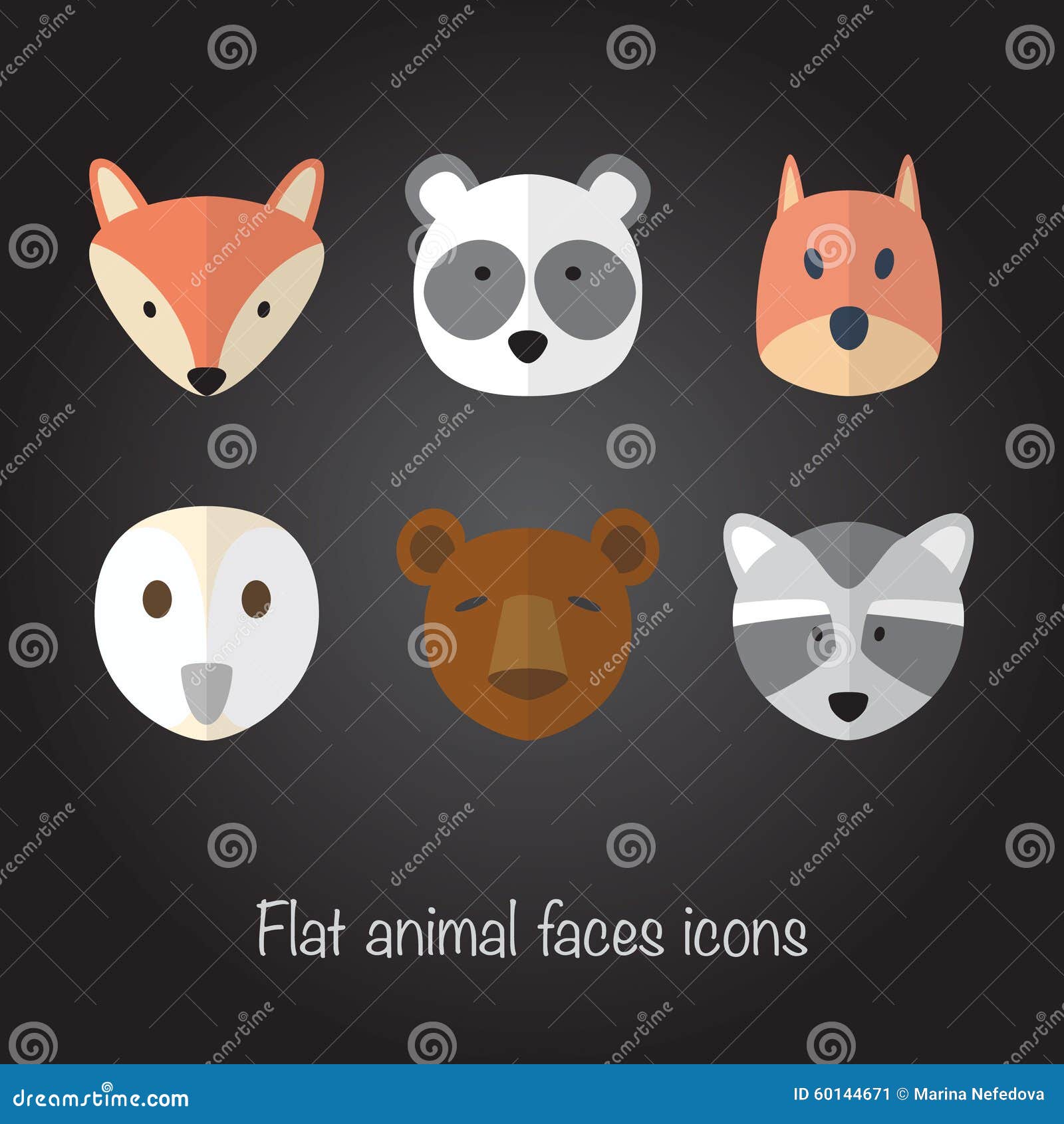 Set of fat animal faces. stock illustration. Illustration of panda ...