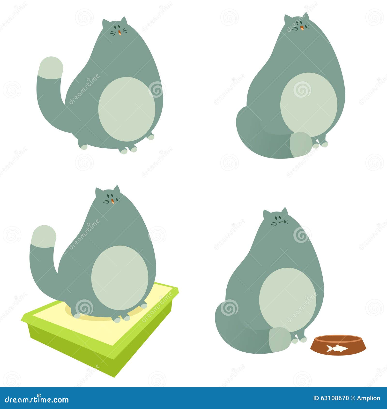 Set of fat cats stock vector. Illustration of standing - 63108670